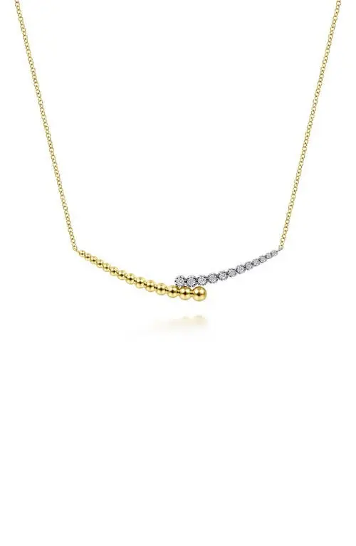 GABRIEL & CO. Beaded Diamond Bypass Pendant Necklace - Two Tone