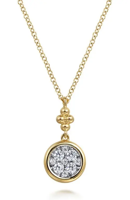 GABRIEL & CO. Diamond Cluster Drop Pendant Necklace - Two Tone