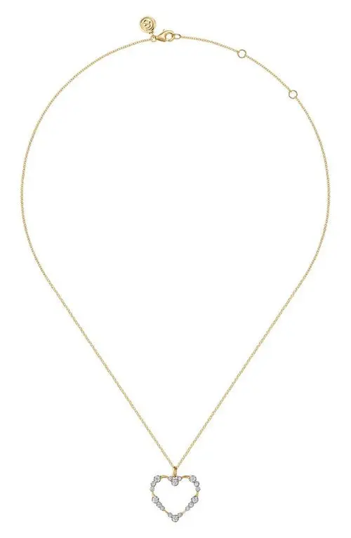 GABRIEL & CO. Graduated Diamond Heart Pendant Necklace