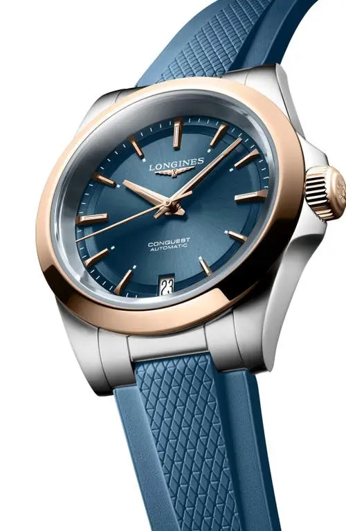 LONGINES Conquest Automatic Rubber Strap Watch - Blue