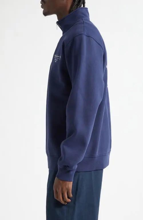 PALMES Public Chain Stitch Quarter Zip Fleece Sweatshirt
