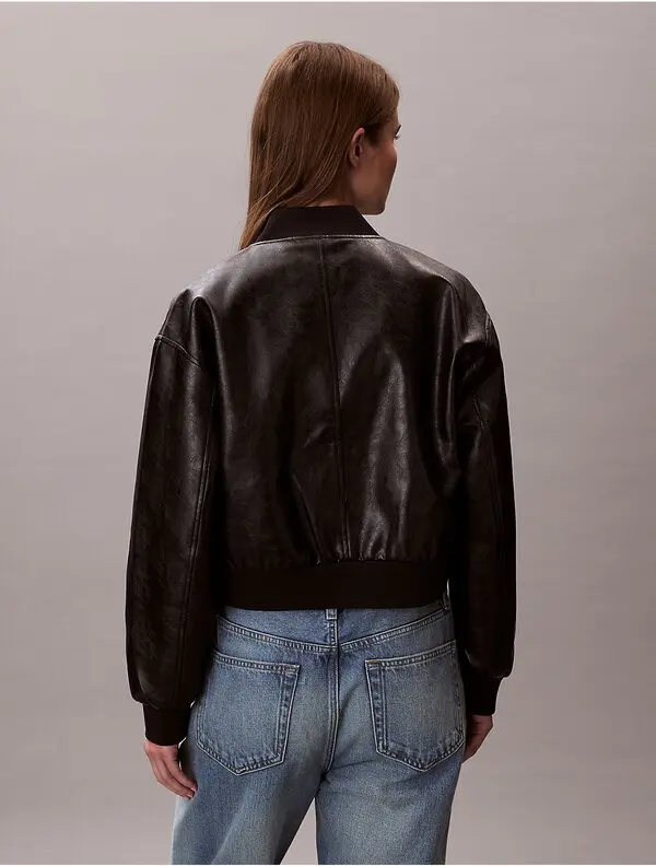Calvin Klein Faux Leather Bomber Jacket