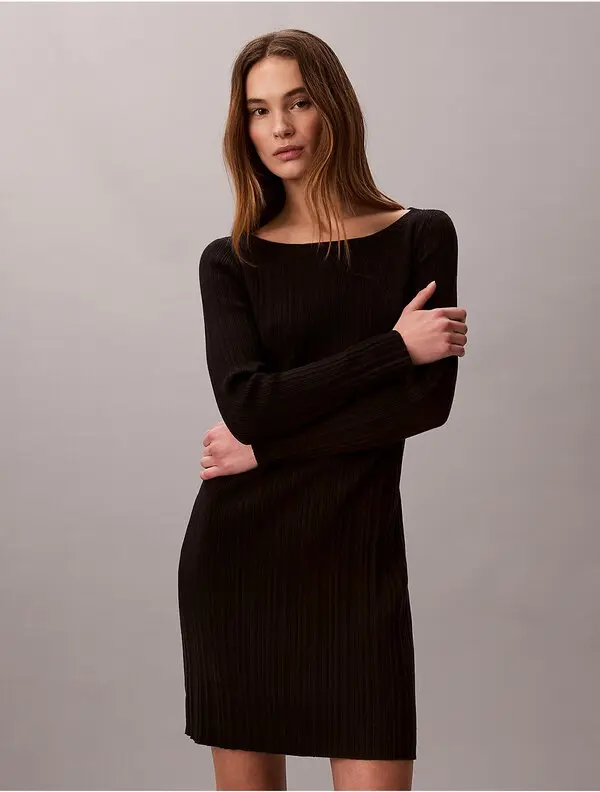 Calvin Klein Long Sleeve Ribbed Mini Dress