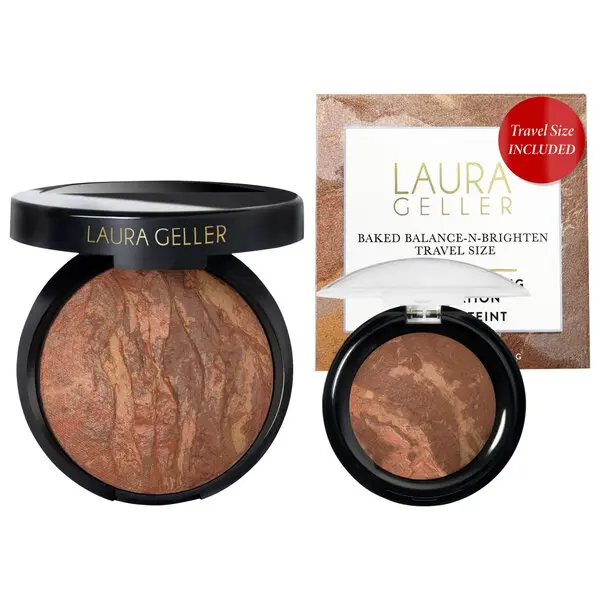 Laura Geller Beauty Balance And Brighten Color Correcting Baked Powder Foundation, Full Deluxe Mini - Deep