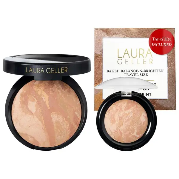 Laura Geller Beauty Balance And Brighten Color Correcting Baked Powder Foundation, Full Deluxe Mini - Light