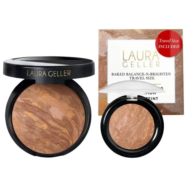 Laura Geller Beauty Balance And Brighten Color Correcting Baked Powder Foundation, Full Deluxe Mini - Tan