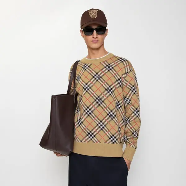 Burberry Check Cotton Wool Sweater