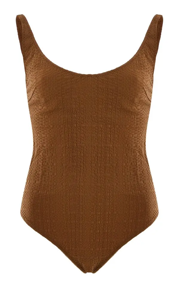 Lisa Marie Fernandez Marilyn Seersucker One-piece Swimsuit - Brown