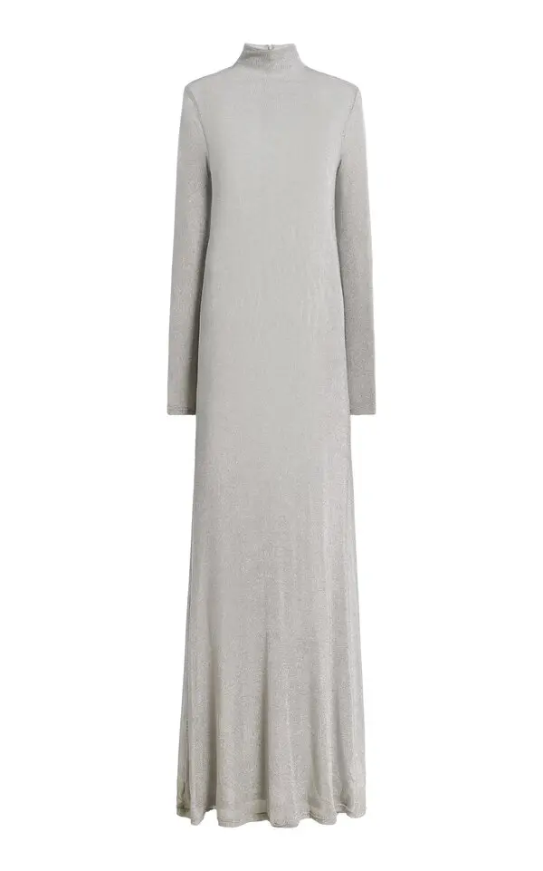 Tove Torra Metallic Ribbed-knit Maxi Dress - Silver