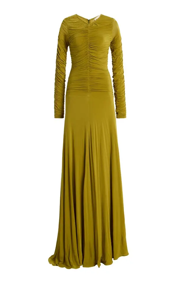 Tove Eira Ruched Jersey Maxi Dress - Green