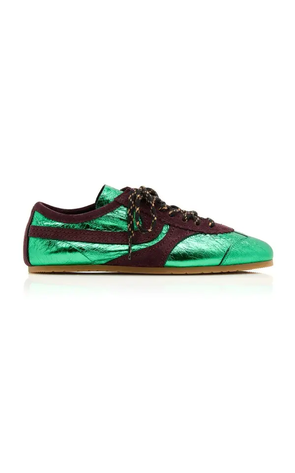 Dries Van Noten Metallic Leather Low-top Sneakers - Green