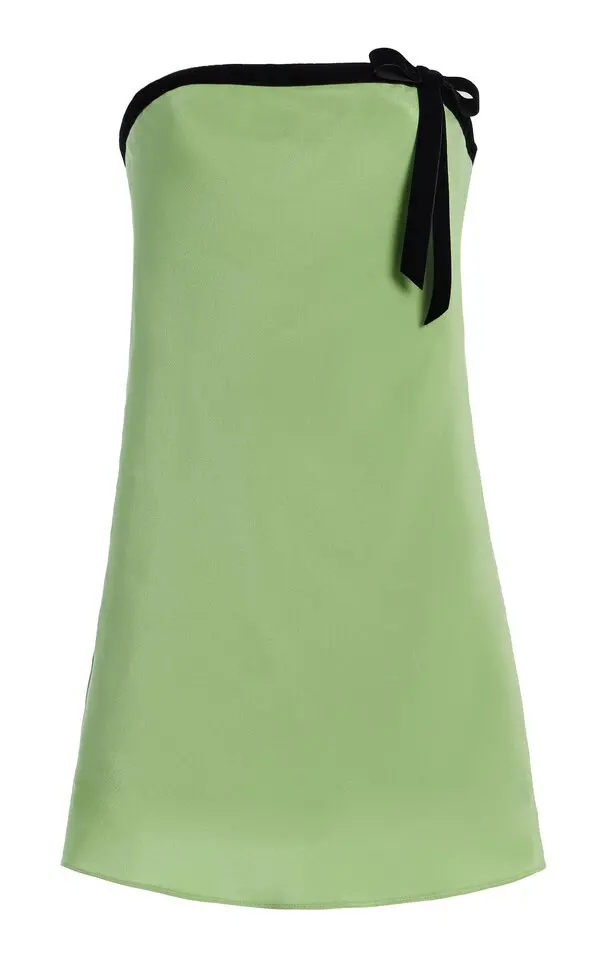 RODARTE Velvet Trimmed Silk Crepe Mini Dress - Green