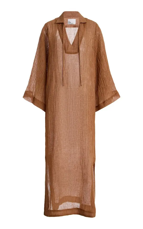 Lisa Marie Fernandez Linen-blend Gauze Tunic Caftan - Brown