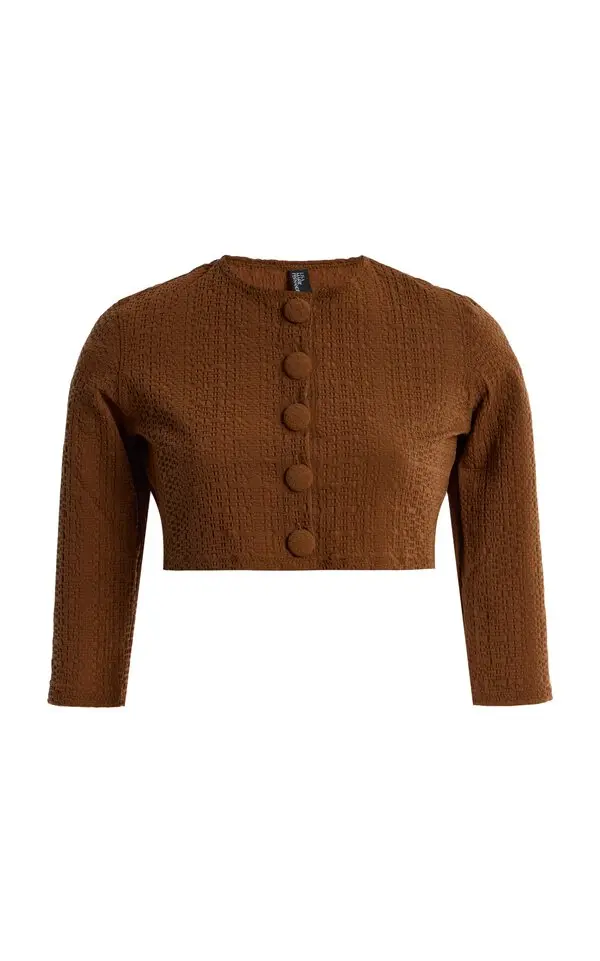 Lisa Marie Fernandez Seersucker Cardigan - Brown