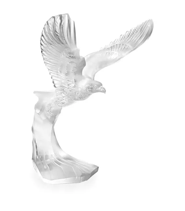 Lalique Crystal Golden Eagle Sculpture - Clear