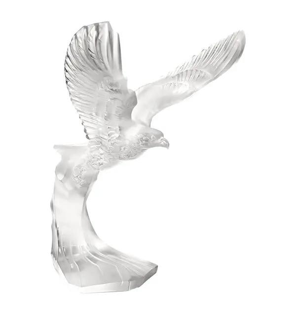 Lalique Crystal Golden Eagle Sculpture - Clear