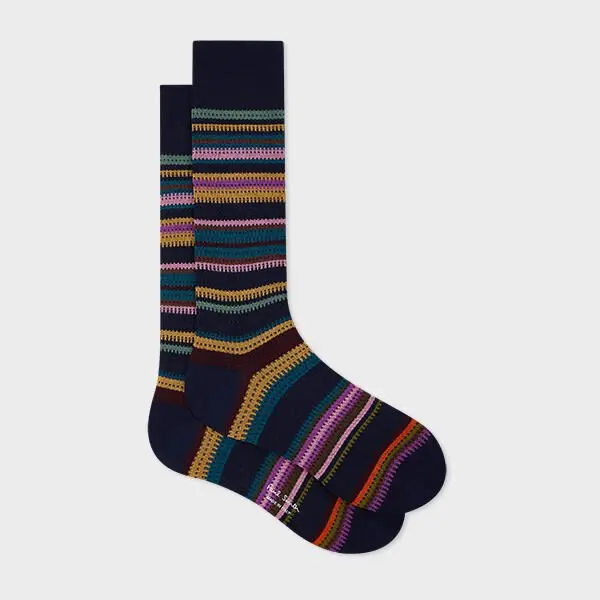 Paul Smith Striped Cotton-blend Socks - Blue