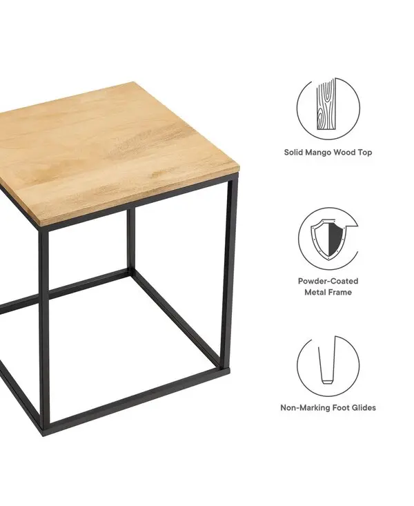 MODWAY Zora Square Wood And Metal Side Table