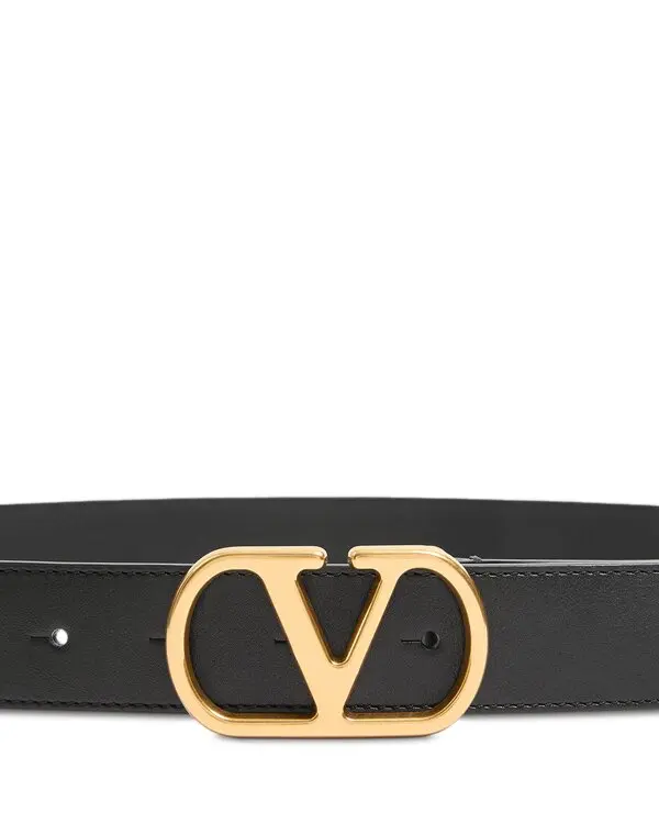 Valentino Garavani Monogram Leather Belt - Black