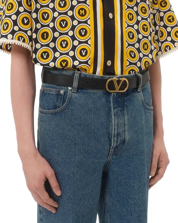 Valentino Garavani Monogram Leather Belt