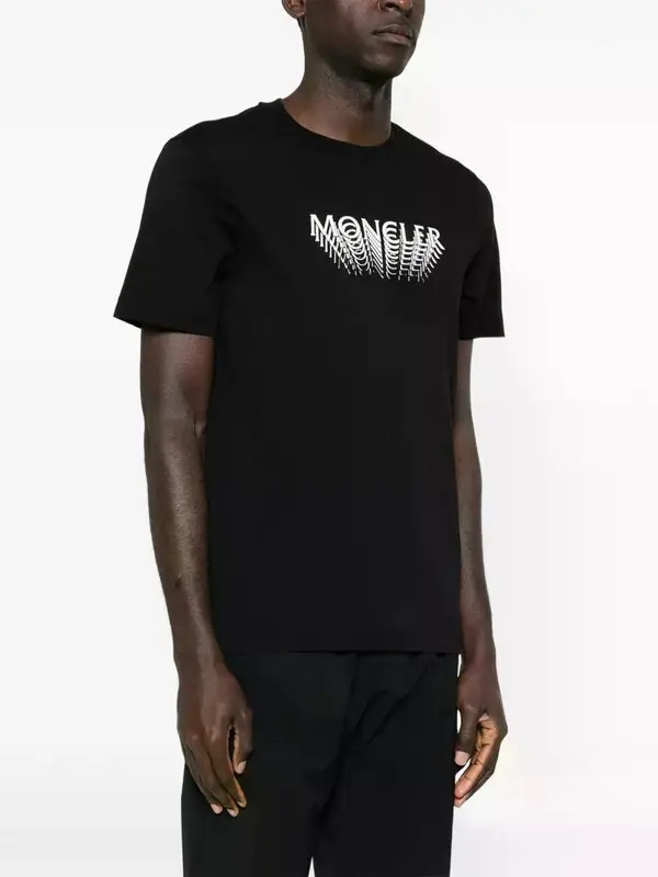 Moncler Logo Printed T-shirt - Black