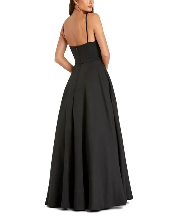 Mac Duggal Petite V-neck A-line Ball Gown - Black