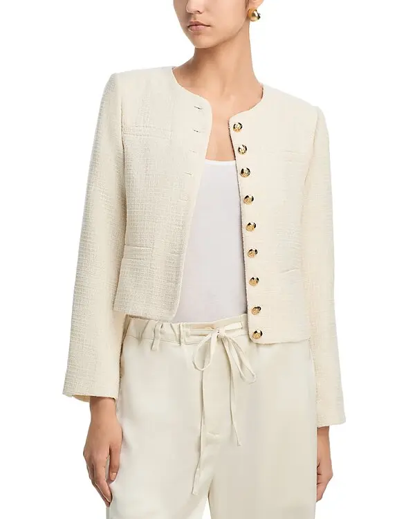Aqua Multi Button Tweed Jacket - Ivory