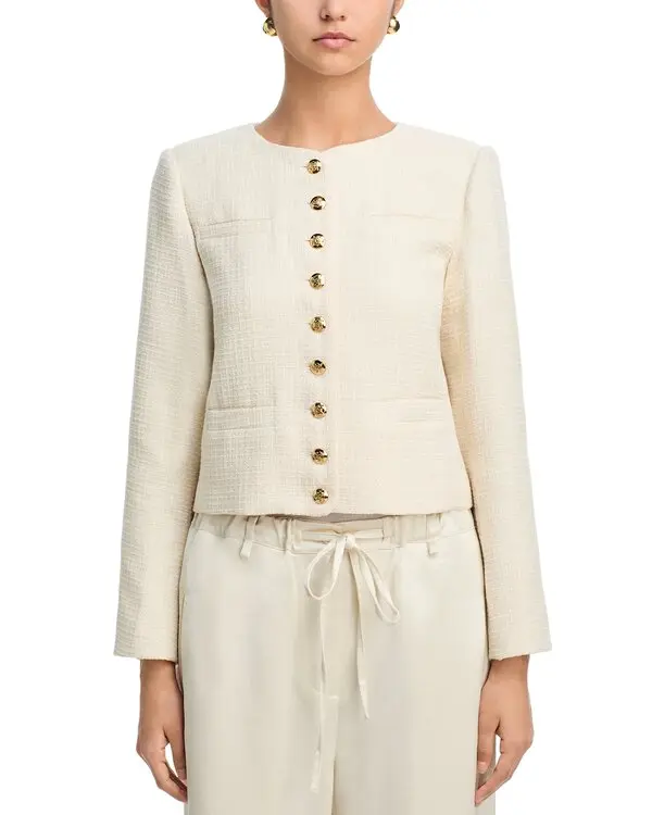 Aqua Multi Button Tweed Jacket - Ivory