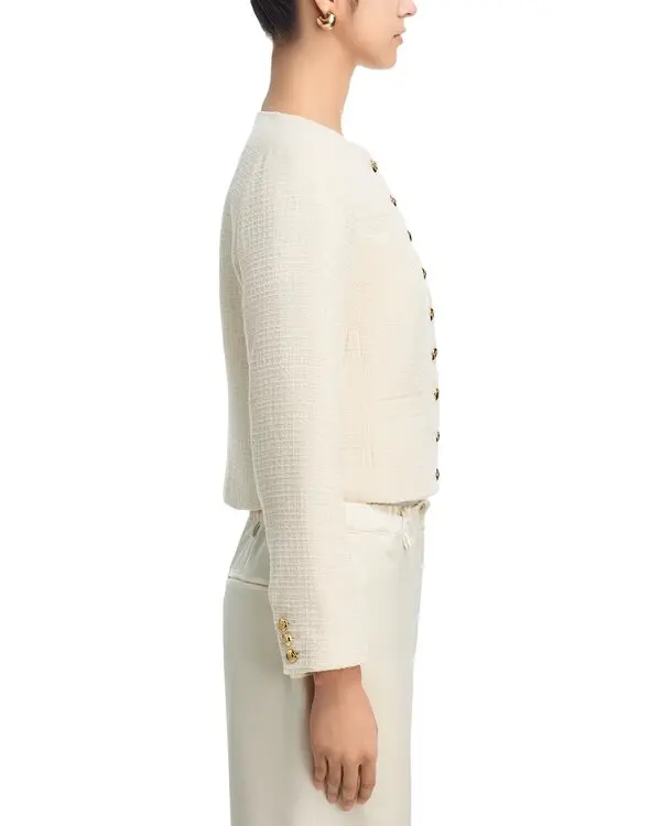 Aqua Multi Button Tweed Jacket - Ivory
