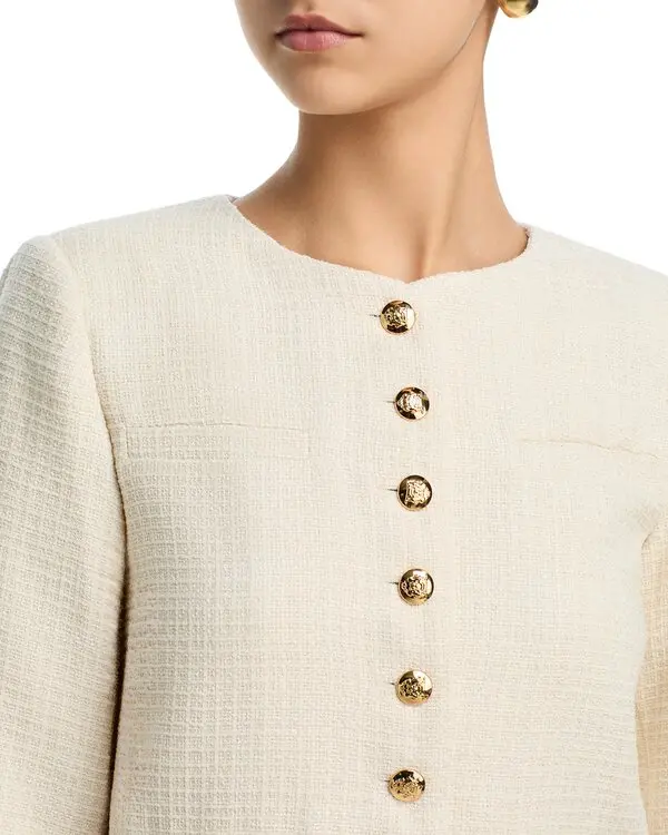 Aqua Multi Button Tweed Jacket - Ivory