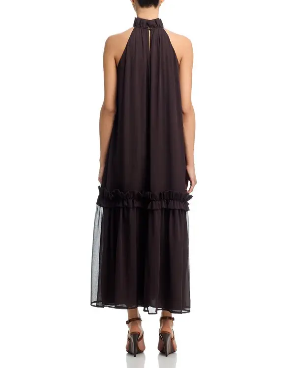 Aqua Halter Maxi Dress - Brown