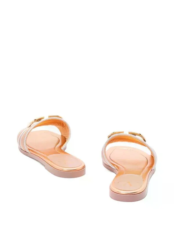 Valentino Garavani Vlogo Signature Slide Sandals With Cornely Embroidery - Neutrals
