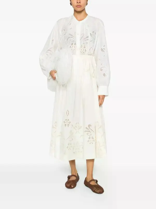 FORTE_FORTE Floral-embroidered Midi Skirt