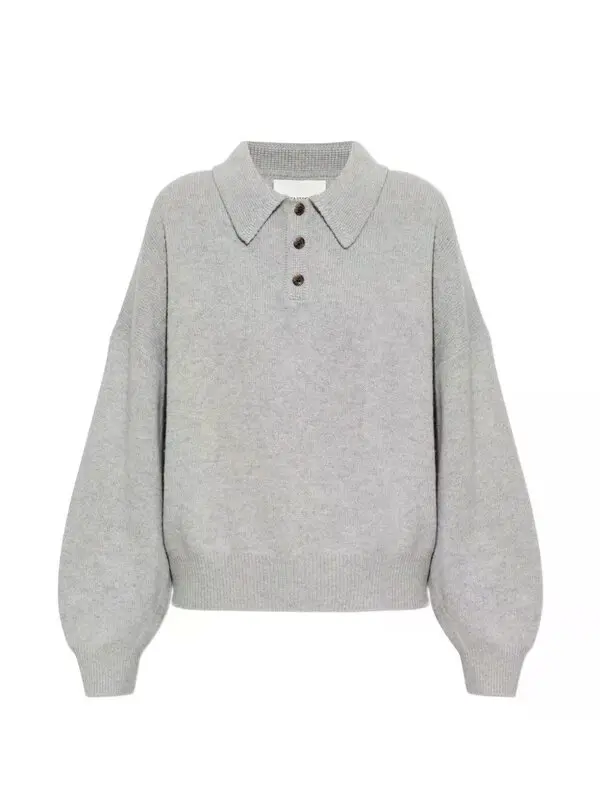 LISA YANG Etta Button Collared Knitted Top