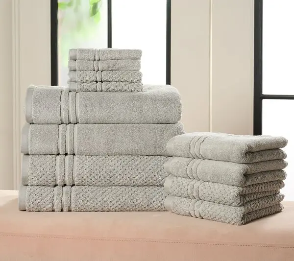 HOME REFLECTIONS Shwk 1/26 Cotton Solid/texture 12-pc Towel Set - One-color