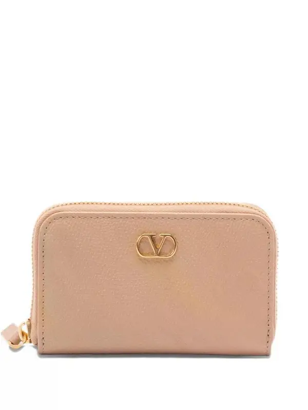 Valentino Garavani Vlogo Signature Grained Leather Wallet - Neutrals