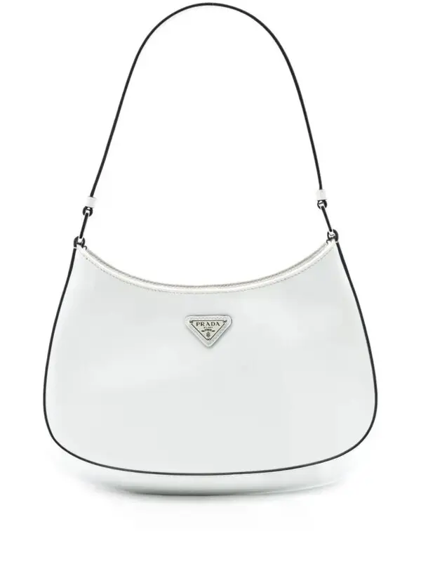 Prada 2000-2013 Brushed Leather Cleo Shoulder Bag - White