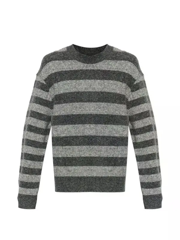 Officine Générale Striped Crew Neck Sweater - Grey
