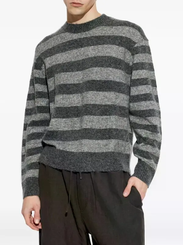 Officine Générale Striped Crew Neck Sweater - Grey