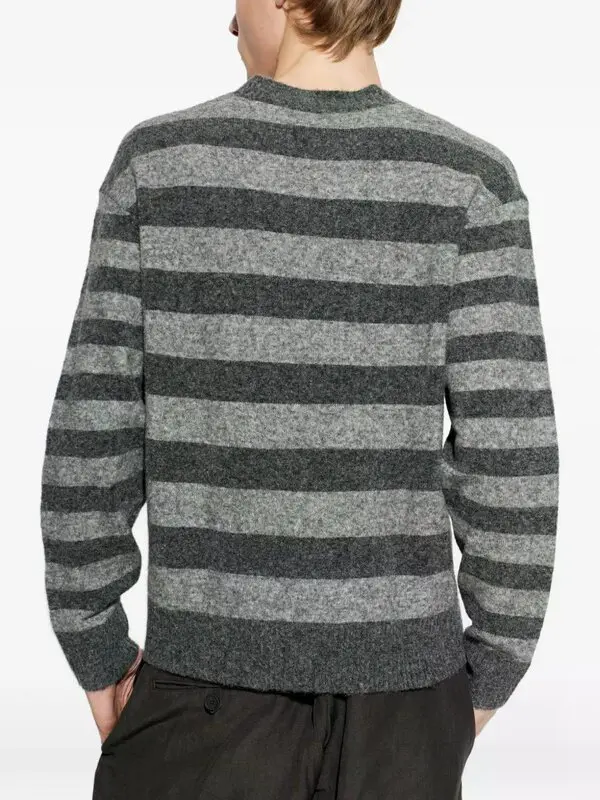 Officine Générale Striped Crew Neck Sweater - Grey