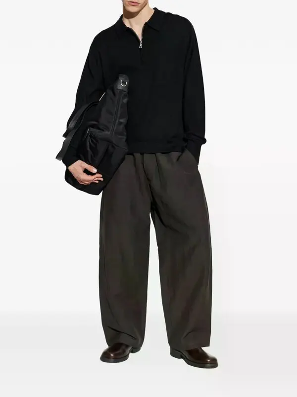Officine Générale Zip Closure Wool Polo Shirt - Black