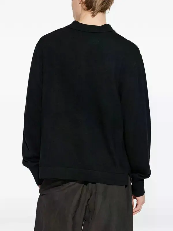 Officine Générale Zip Closure Wool Polo Shirt - Black
