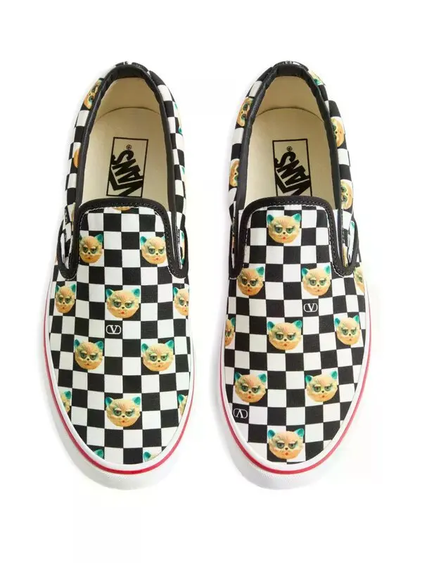 Valentino Garavani X Vans Checkerboard Print Slip-on Sneakers - Black