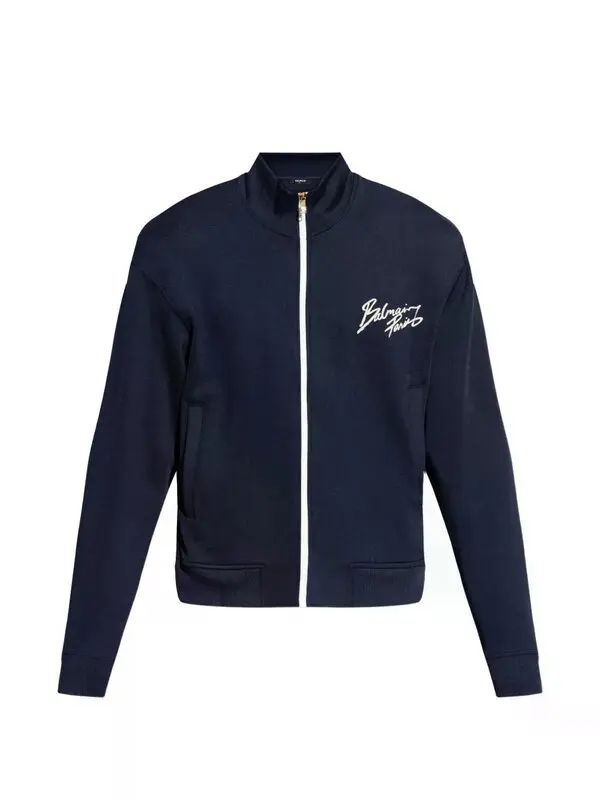 Balmain Zip-fastening Sweatshirt With Logo Embroidery - Blue