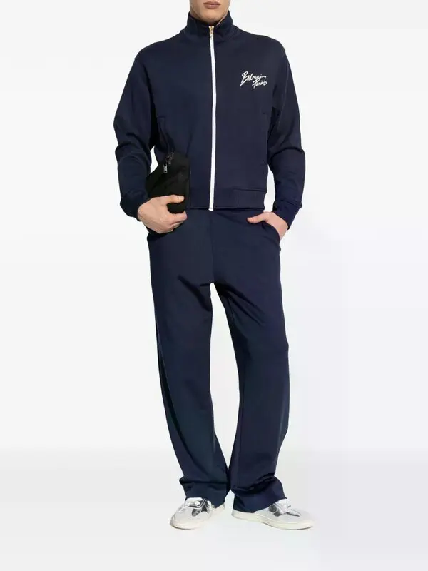 Balmain Zip-fastening Sweatshirt With Logo Embroidery - Blue