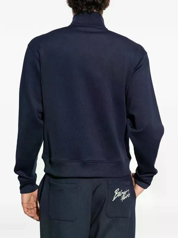 Balmain Zip-fastening Sweatshirt With Logo Embroidery - Blue