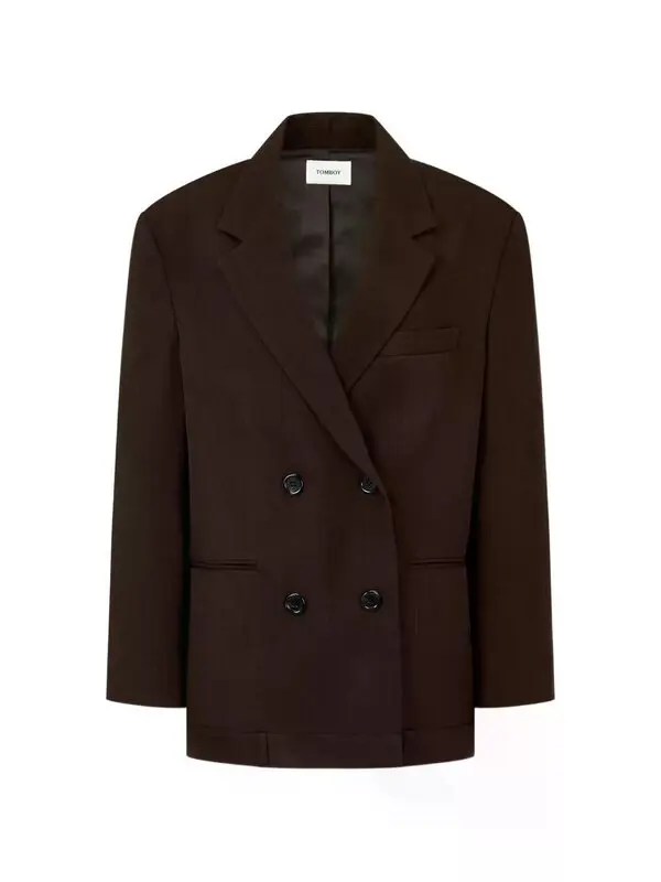 STUDIO TOMBOY Striped Double-breasted Blazer - Brown