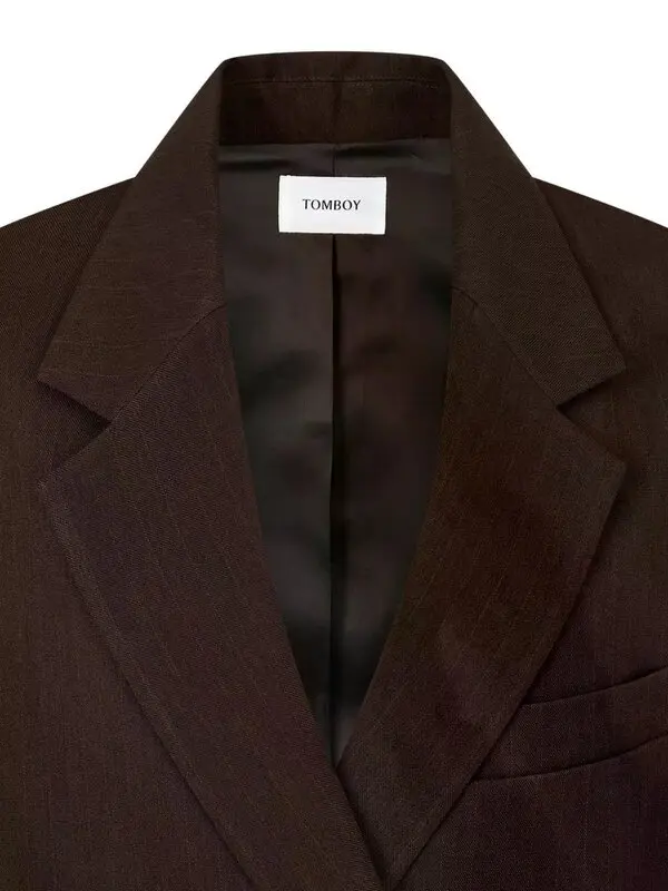 STUDIO TOMBOY Striped Double-breasted Blazer - Brown