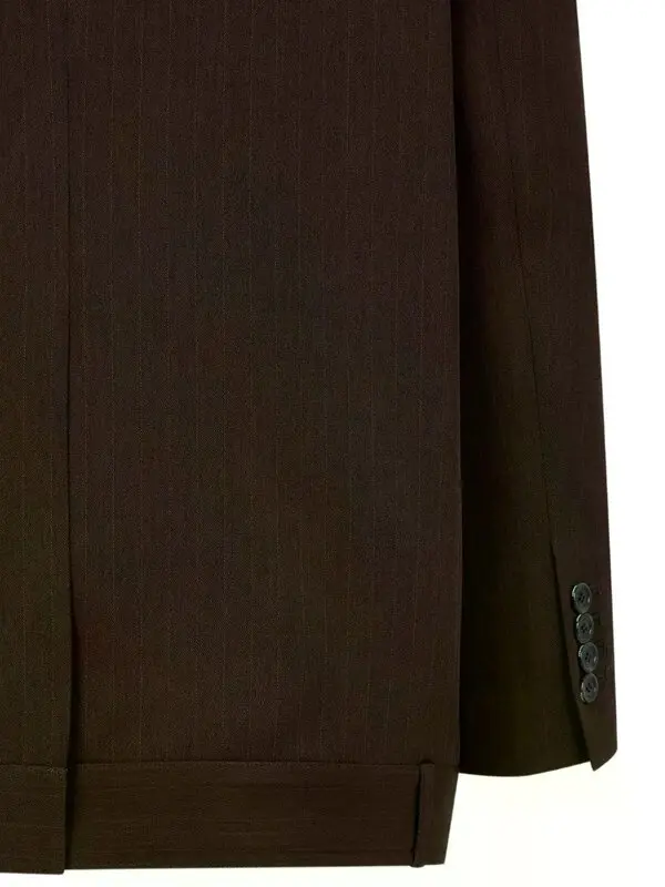 STUDIO TOMBOY Striped Double-breasted Blazer - Brown