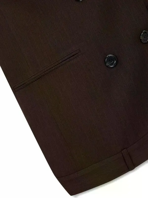 STUDIO TOMBOY Striped Double-breasted Blazer - Brown